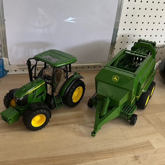 Toys | Bruder Tractor With Hay Baler Attachment And Hay | Poshmark